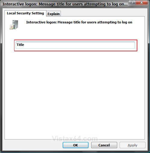 Logon Title and Text Message | Vista Forums