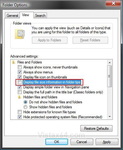 Folder size windows vista store